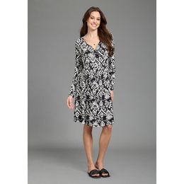 Neun Monate Damen Umstandskleid &raquo;, Viskose-Kleid f&uuml;r Schwangerschaft und Stillzeit&laquo;, Stillkleid in flie&szlig;ender Form und mit modischem Mustser schwarz-