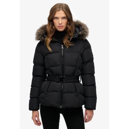 Superdry Damen Steppjacke &raquo;FUJI BELTED PUFFER&laquo; mit Kapuze mit Markenlabel, aus Polyester, Regular Fit schwarz XL