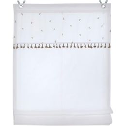 Kutti Raffrollo &raquo;Honey&laquo; mit Hakenaufh&auml;ngung ohne Bohren wei&szlig;, Baumwolle, blickdicht, bestickt, Volant, Landhausgardine beige Obermaterial: 100% Baumwolle 