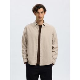 Selected Homme Herren Selected Homme Langarmhemd &raquo;SLHREGNOAH BRUSHED TWIST SHIRT LS NOOS&laquo; beige XXL, N-Gr