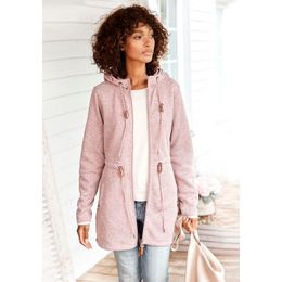 Lascana Damen Lascana Strickfleecejacke mit Kapuze mit Kapuze rosa 40/42