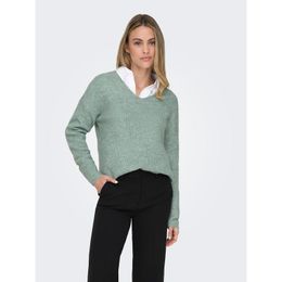 Only Damen Only Strickpullover &raquo;ONLCAMILLA V-NECK L/S PULLOVER KNT NOOS&laquo; Materialmix, regular fit blau XS