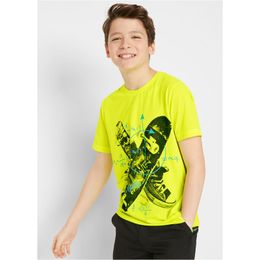 bonprix Jungen bonprix T-Shirt Regular Fit, Kurzarm, Rundhalsausschnitt, mit Frontdruck gelb 176/182