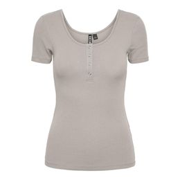 Pieces Damen Pieces Kurzarmshirt &raquo;PCKITTE SS TOP NOOS BC&laquo; Baumwollmischung, slim fit beige XS