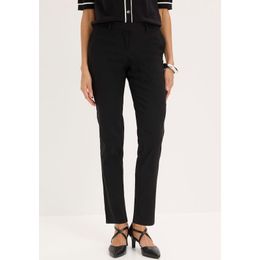 bonprix Damen bonprix Stretch-Hose mit Elasthan-Anteil, Slim Fit Passform, femininer Stil schwarz 44, N-Gr