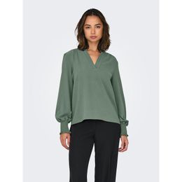 Only Damen Only Blusenshirt &raquo;ONLMETTE V-NECK LS SMOCK TOP NOOS WVN&laquo; Kunstfaser, regular fit gr&uuml;n XS