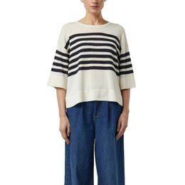 comma, Comma Damen Strandpullover mit 3/4-&Auml;rmeln, atmungsaktiver und elastischer Materialmix wei&szlig; L (40)
