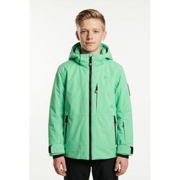 name it Kinder Skijacke &raquo;NKNSLOPE10 JACKET SKI EDITION FO NOOS&laquo; mit Kapuze Skipasstasche, Recco-Reflektor, winddicht, wasserdicht gr&uuml;n 164
