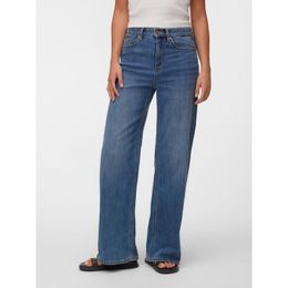 V&eacute;ro Moda Vero Moda Damen High-waist-Jeans &raquo;VMOLIVIA STRETCH HR WIDE JNS LI3182 NOOS&laquo; Baumwollmischung, high waist, wide fit L, L&auml;nge 30
