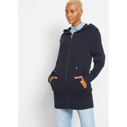 bonprix Damen bonprix Strickmantel aus Baumwollmischung, Oversize Passform, mit Kapuze, unifarben blau 36/38 (S)