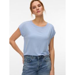 V&eacute;ro Moda Vero Moda Damen T-Shirt &raquo;VMAVA PLAIN SS TOP JRS NOOS&laquo; Materialmix, regular fit blau XS
