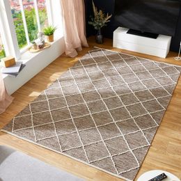 LUXOR living Teppich &raquo;Pantin&laquo; rechteckig 8 mm H&ouml;he Handweb, Flachgewebe, reine Baumwolle, handgewebt, Rauten Design braun Baumwolle B : 70cm 1 Stk., 
