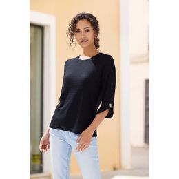 Lascana Damen Lascana 3/4-Arm-Shirt &raquo;mit Knopfdetail&laquo; aus weicher Waffel Piqu&eacute;-Qualit&auml;t 32/34