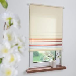 Liedeco Seitenzugrollo &raquo;Dekor Bord&uuml;re&laquo; Lichtschutz freih&auml;ngend Seitenzugrollo Dekor Bord&uuml;re beige Polyester 180cm, einseitig verschiebbar, 62cm