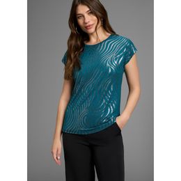 Laura Scott Damen Rundhalsshirt aus elastischem Jersey, Kurzarm-Design, figurumspielende Passform blau 38