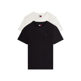 Tommy Jeans Herren Rundhalsshirt &raquo;TJM XSLIM 2PACK JERSEY TEE EXT&laquo; Packung, 2er-Pack, Logostickerei, 2Pack schwarz-wei&szlig; 4XL