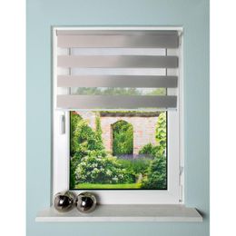 Home Wohnideen Doppelrollo &raquo;STRIPES&laquo; Lichtschutz ohne Bohren grau Polyester 150cm, 40cm