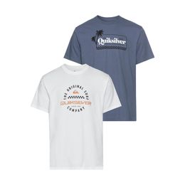 Quiksilver Herren T-Shirt &raquo;POST IT ROKELIA SHORT SLEEVE PACK YM&laquo; 2 Stk. Doppelpack, mit Print, aus Baumwolle, Kurzarm-Design wei&szlig; L