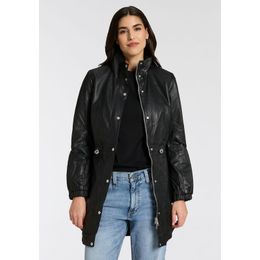 Mauritius Damen Lederjacke &raquo;MWCharlott&laquo; Mantel mit verstellbarer Taille schwarz XXXL(46) Trachtenmode