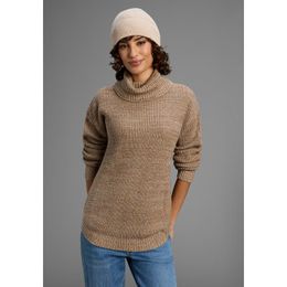Laura Scott Damen Rollkragenpullover Winterpullover im l&auml;ssigen Fit mit Waffelstruktur beige 32/34