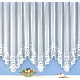 Weckbrodt-Gardinen Gardine &raquo;Flensburg&laquo; Kr&auml;uselband 1 Stk. tlg. Bogenstore, Jacquard, halbtransparent, Bord&uuml;re, Sockel, Store wei&szlig; Wirkware, Polyester 160cm, Kr&auml;uselband,