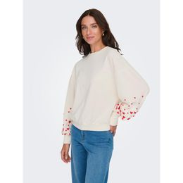 Only Damen Only Sweatshirt &raquo;ONLBROOKE L/S O-NECK FLOWER SWT&laquo;, Baumwollmischung, regular fit beige S