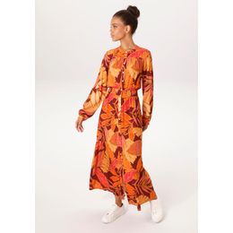 Aniston Casual Damen Aniston CASUAL Maxikleid mit farbenfrohen, grafischen Bl&auml;ttern bedruckt bunt 42, N-Gr