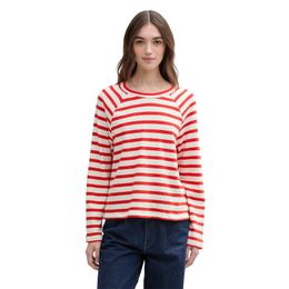 Tom Tailor Denim Damen Tom Tailor Denim Langarmshirt mit Streifenmuster rot L (40)