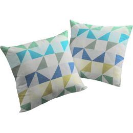 WIRTH Dekokissen &raquo;Berlare&laquo; Kissenh&uuml;lle ohne F&uuml;llung, 2 St&uuml;ck blau Baumwolle, Polyester B/L: 40cm x 40cm, 2 Stk.
