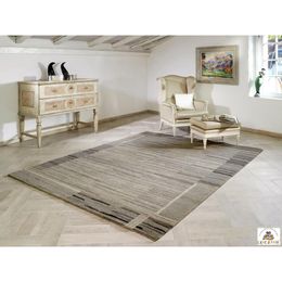 OCI DIE TEPPICHMARKE Wollteppich &raquo;Savana Kite&laquo; rechteckig 6 mm H&ouml;he handgekn&uuml;pft, reine Wolle, Wohnzimmer grau Viskose, Wolle B : 170cm 1 Stk., 6mm, L