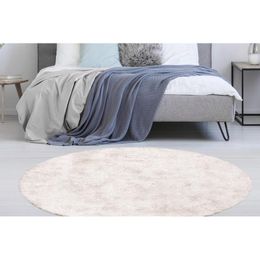 Kayoom Hochflor-Teppich &raquo;Diamond 700&laquo; rund 45 mm H&ouml;he weiche Microfaser, Langflor, Shaggy, Melange, Wohnzimmer rosa Kunstfaser &Oslash; 160cm 1 Stk., 45mm, &Oslash; 160cm