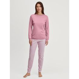 Calida Damen Calida Schlafanzug &raquo;Striped Dreams&laquo; 2 tlg. Rundhalsausschnitt, Interlock-Qualit&auml;t, w&auml;rmend, lange &Auml;rmel lila S (40/42)