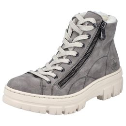 Rieker Damen Winterboots Plateauboots, Schn&uuml;rboots mit Rei&szlig;verschluss an der Au&szlig;enseite grau 40