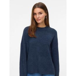 V&eacute;ro Moda Vero Moda Damen Strickpullover &raquo;VMBOOM LS O-NECK PULLOVER GA NOOS&laquo; Materialmix, loose fit blau M