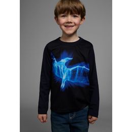 Kidsworld Jungen Kidsworld Langarmshirt &raquo;FLYING DINO&laquo; Langarm, Basic-Passform, bedruckt, Rundhalsausschnitt blau 140/146