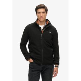 Superdry Herren Fleecejacke &raquo;POLAR FLEECE FULL ZIP&laquo; mit Kapuze mit Markenlabel, aus Polyester und Kunstfaser, Relaxed Fit, h&uuml;ftlang schwarz S