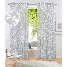 OTTO home Gardine &raquo;Issoire&laquo; Multifunktionsband 1 Stk. tlg. Wohnzimmer, Schlafzimmer, Esszimmer, gemustert und halbtransparent grau Polyester 145cm, 
