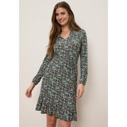 Tamaris Damen Minikleid &raquo;aus Jersey, gemusterte Optik&laquo; mit taillierter Passform und Stehkragen 36, N-Gr