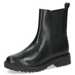Caprice Damen Chelseaboots , Blockabsatz, Stiefelette mit Reptilienpr&auml;gung schwarz 38