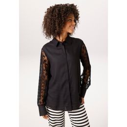 Aniston Casual Damen Aniston CASUAL Hemdbluse mit langen &Auml;rmeln aus aufw&auml;ndiger Spitze 48
