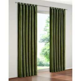 WIRTH Vorhang &raquo;Trondheim 234 g/m&sup2;&laquo; Schlaufen 1 Stk. tlg. gr&uuml;n Chenille, Polyacryl 160cm, Schlaufen, 172cm