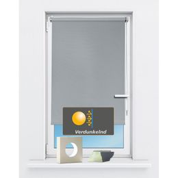 Kutti Seitenzugrollo &raquo;Seitenzugrollo 'Luna', verdunkelnd, Klemmfix, ohne Bohren, Fixma&szlig;&laquo; verdunkelnd ohne Bohren Sichtschutz, Sonnenschutz grau Polyester 