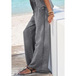 Buffalo Damen Schlupfhose &raquo;aus bequemer Webware und weitem Bein&laquo; lange Sommerhose, luftige Strandhose aus sommerlich leichter Qualit&auml;t grau 44, N-Gr