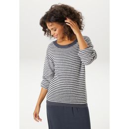 Aniston Casual Damen Aniston CASUAL Strickpullover im maritimen Ringel-Dessin grau 40