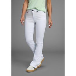 Arizona Damen Bootcut-Jeans &raquo;Shaping&laquo; elastische Passform, Bootcut-Beinform, Used-Waschung, hohe Taille wei&szlig; 18, K + L Gr