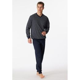 Schiesser Herren Schlafanzug &raquo;Dark Sapphire&laquo; 2 tlg. mit klassischem Karo-Muster blau 48S