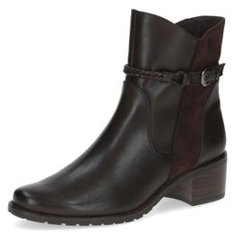 Caprice Damen Stiefelette , Blockabsatz, Businessschuh mit geflochtenem Zierriemchen braun 37