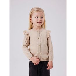 name it M&auml;dchen Strickjacke &raquo;NMFABINNE LS KNIT CARD NOOS&laquo; mit s&uuml;&szlig;er R&uuml;sche an den Schultern beige 104