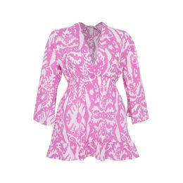 Trendyol Curve Kleid Damen Gr&ouml;&szlig;e 54 pink / wei&szlig; Sommerkleid