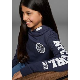 Kidsworld M&auml;dchen Kidsworld Kapuzensweatshirt &raquo;Shirt mit &Auml;rmelprint&laquo;, Langarm, mit stylischem Print, mit Kapuze, aus Baumwolle blau 164/170
